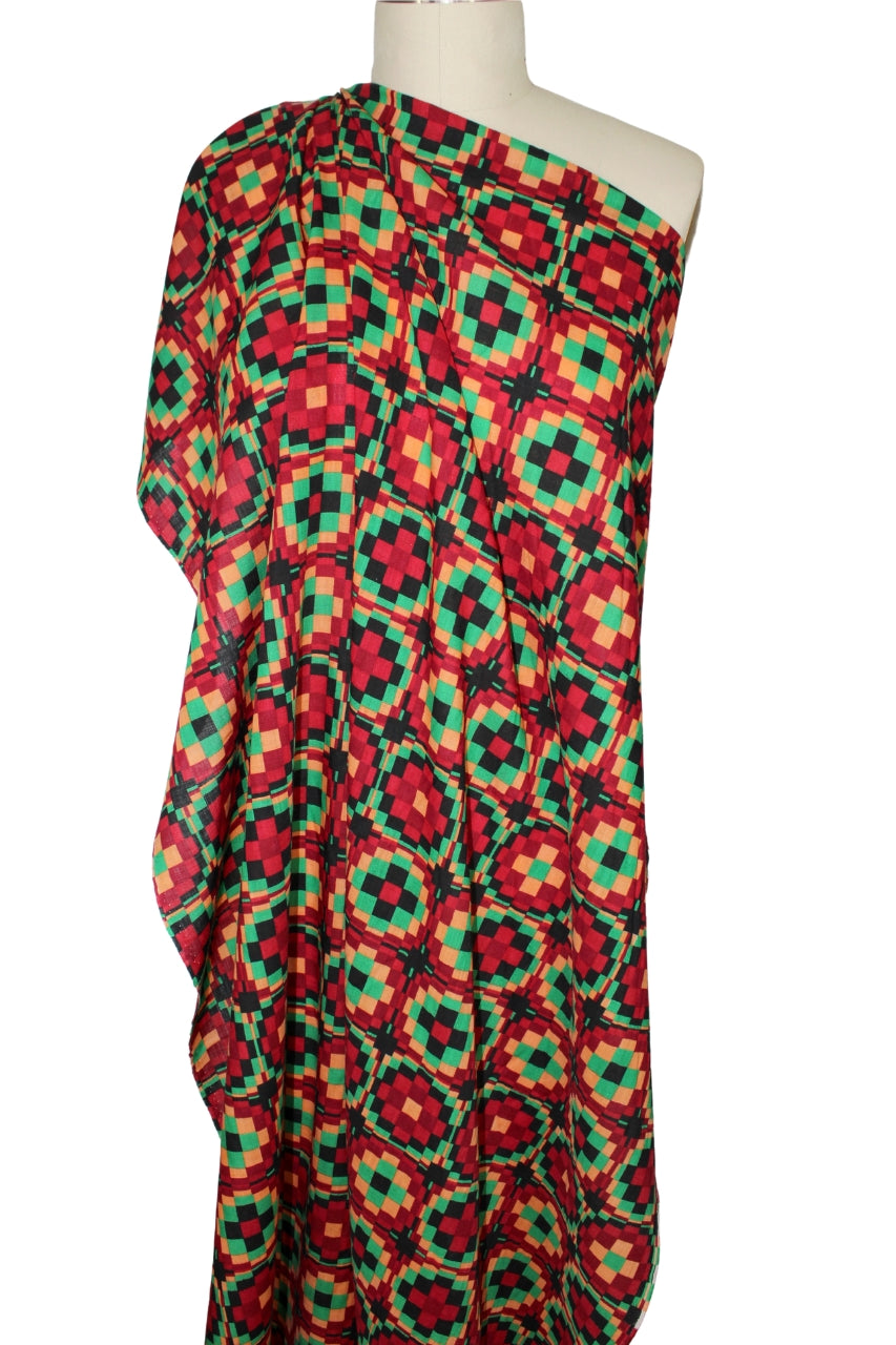 Checkerboard Wool Challis - Red/Green/Goldenrod/Black – Gorgeous Fabrics