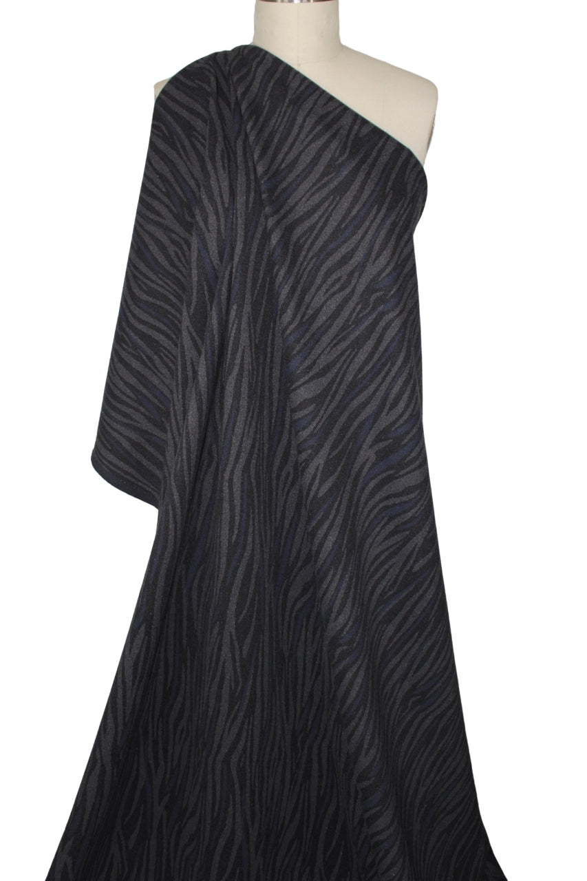 Tiger Tiger Wool Ponte - Black/Gray/Navy – Gorgeous Fabrics