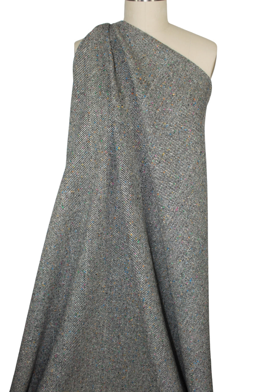 English Wool Novelty Tweed - Rainbow on Black/White – Gorgeous Fabrics